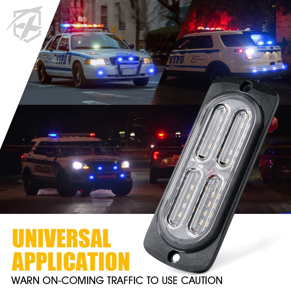 Snapklik.com : 24 LED Blue Surface Mount Strobe Police Lights Kit ...