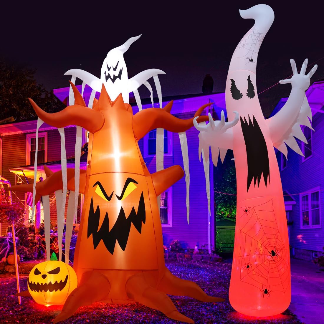 Amazon.com: GOOSH 10 FT Halloween Inflatables Tree and 12 FT Halloween ...