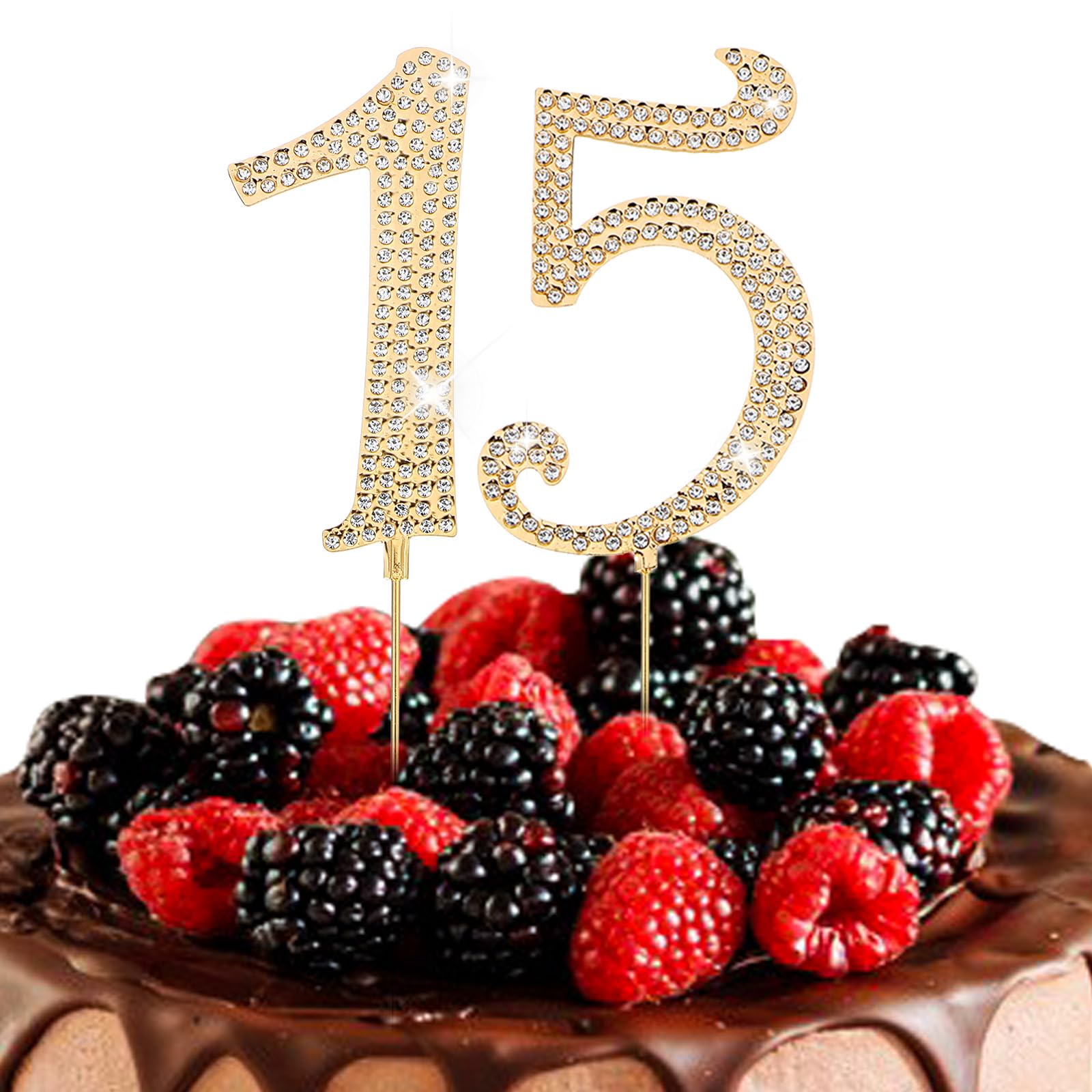Rose Gold Rhinestones Number 15 Cake Topper Mis Quince 15 Cake Topper ...