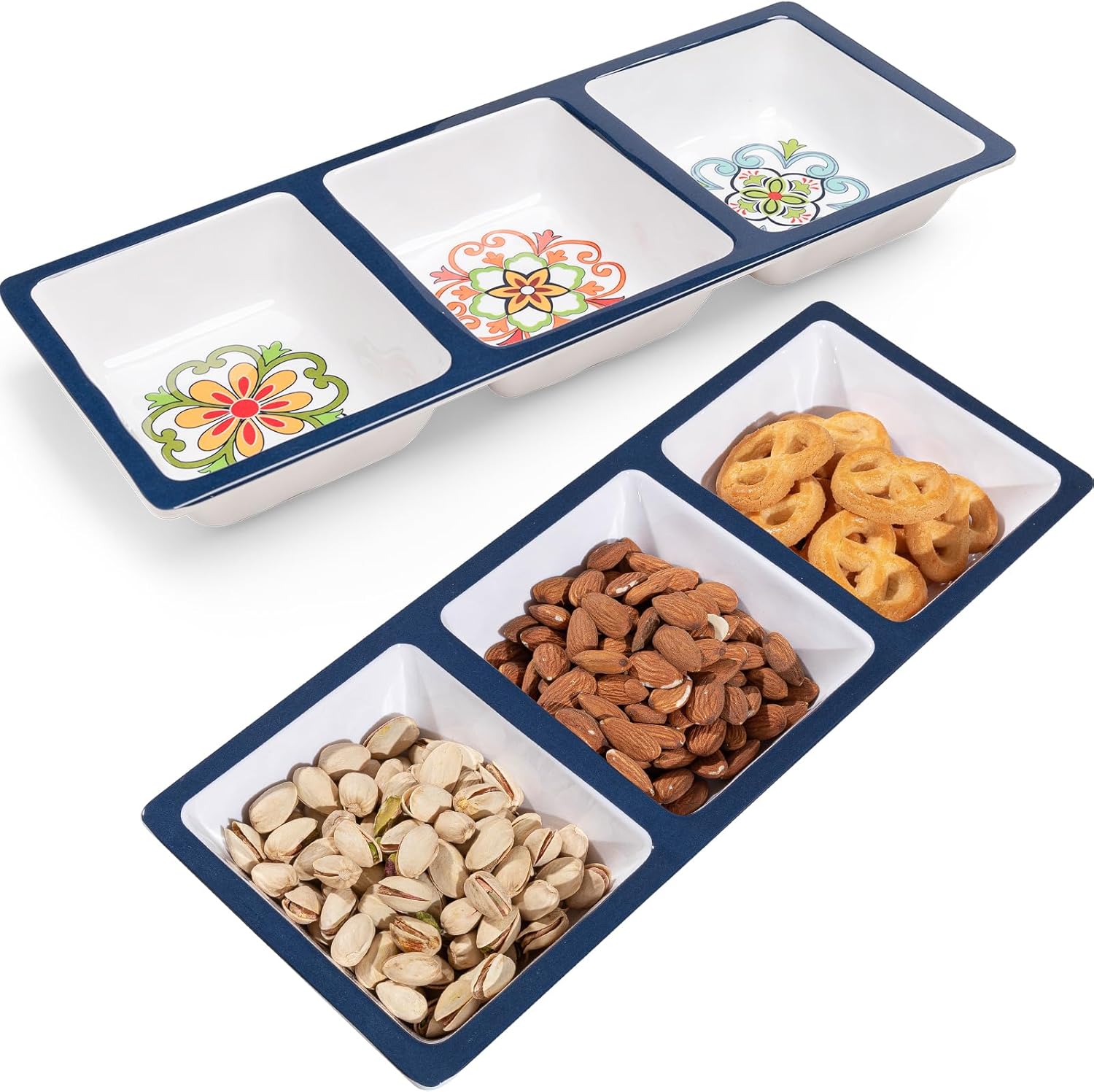 Amazon.com: ZAROCRUS 3-Section Divided Serving Trays, Talavera 14.75”x ...