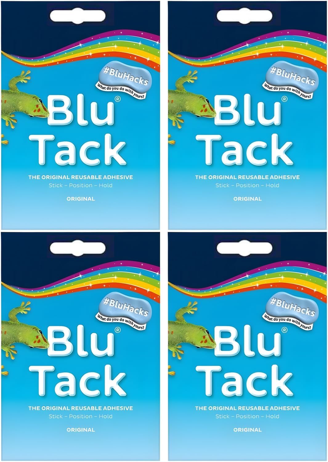 4x Bostik Blu Tack Original Reusable Adhesive Pack Home Office DIY Use ...