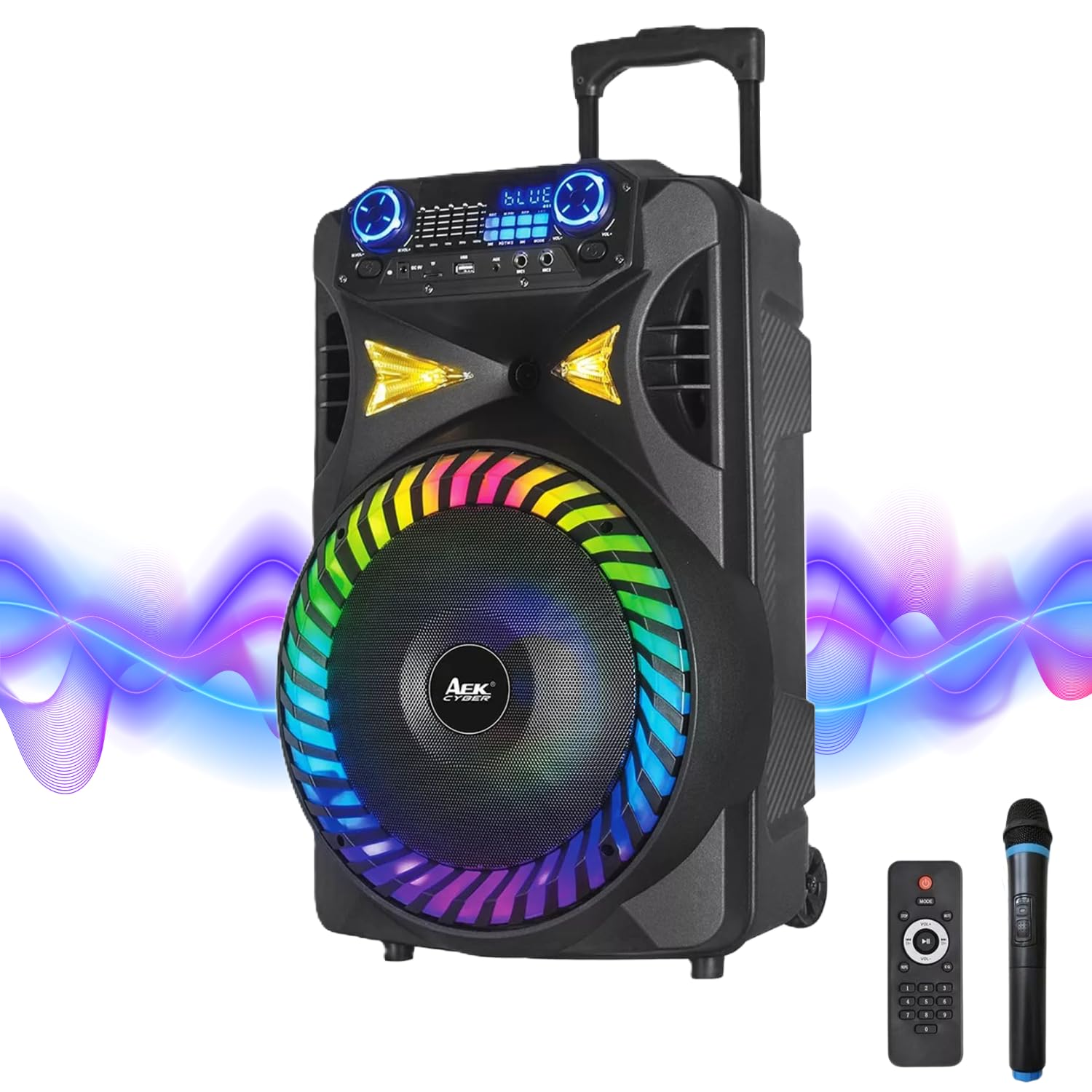 AEK CYBER S-12011 Bocina Bluetooth Grande 12 Pulgadas, Recargable ...