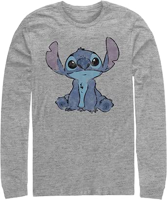 Amazon.com: Disney Men's Lilo & Stitch Watercolor Stitch Long Sleeve ...