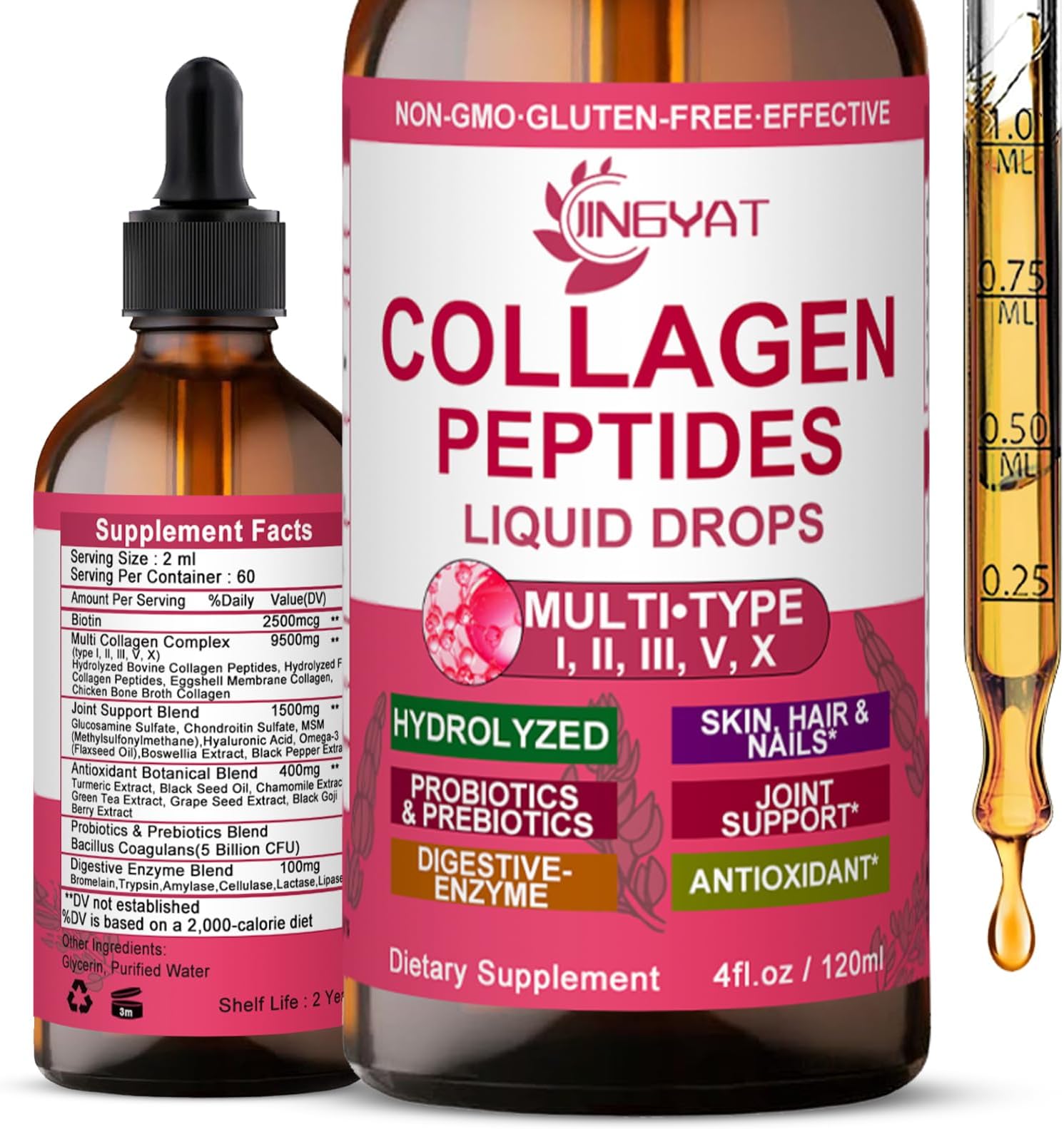 Amazon.com: Collagen Peptides Liquid Drops, Multi Collagen Peptides for ...