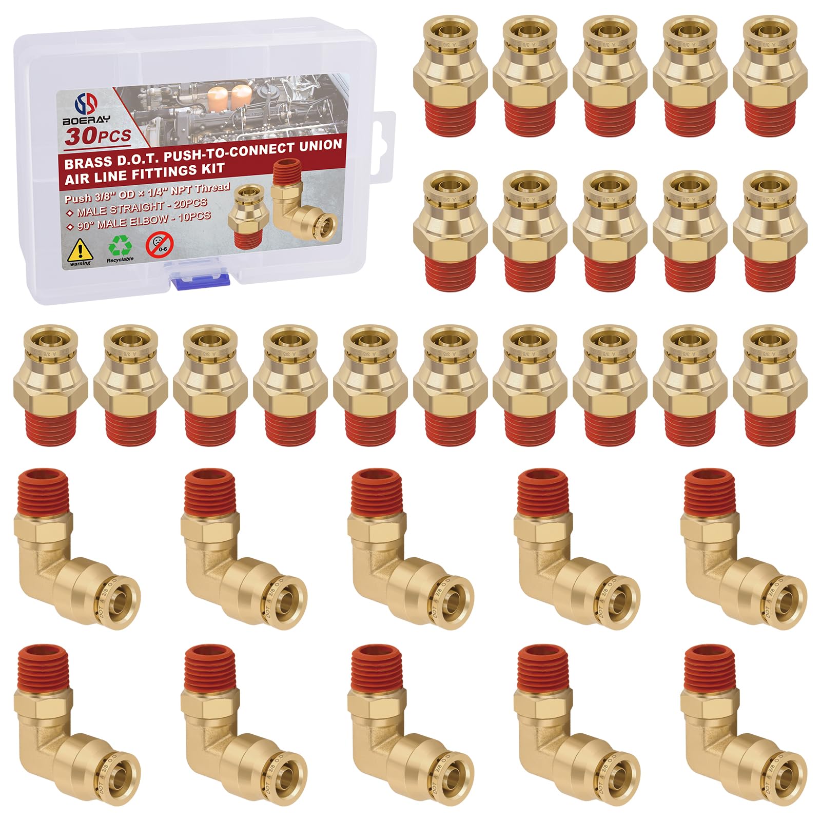 Snapklik.com : Boeray 3/8” Quick Push To Connect Fittings Brass Male ...