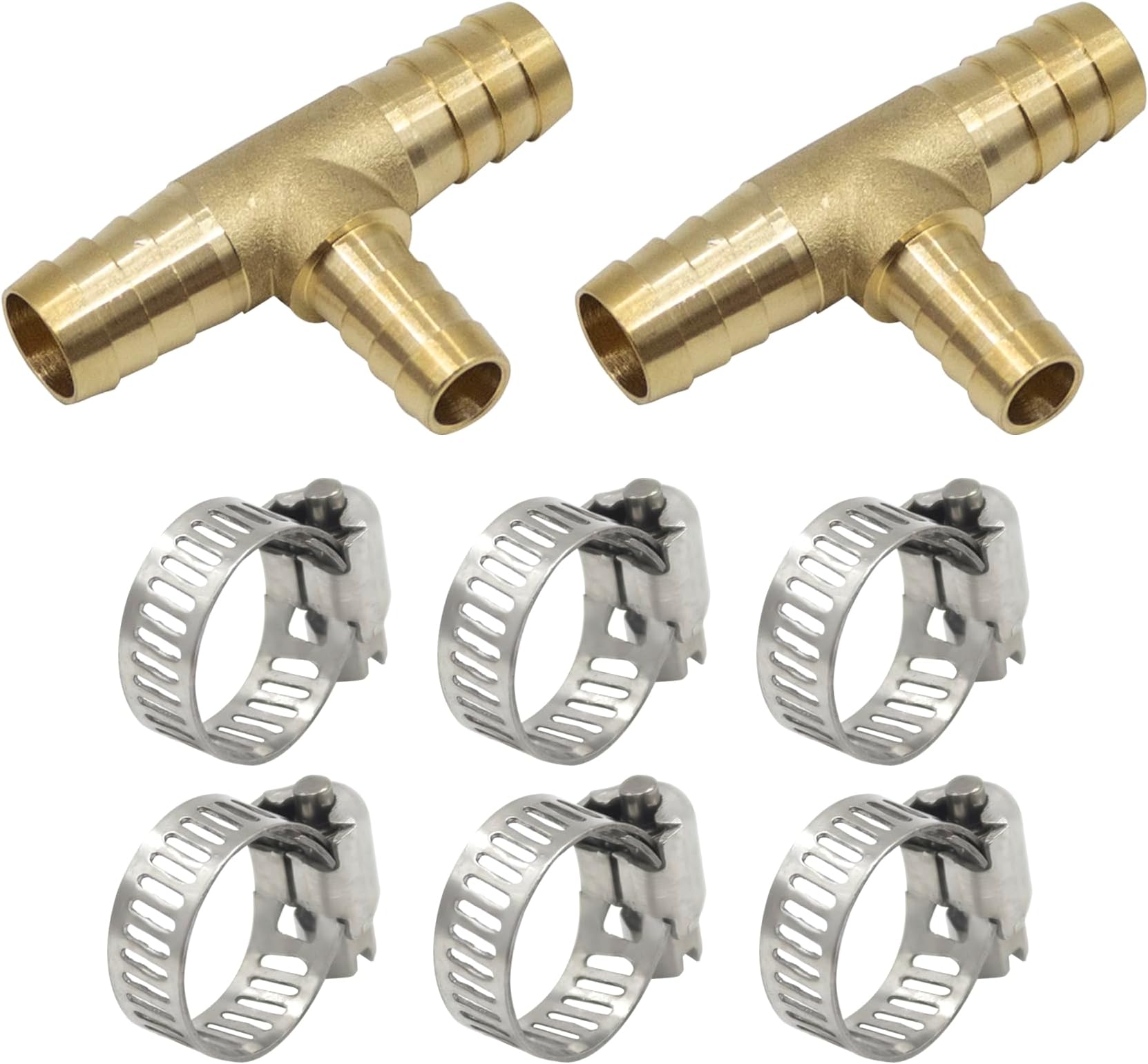 Amazon.com: Goldpea Brass Hose Barb Fitting Reducing Tee 5/8" Barbed x ...