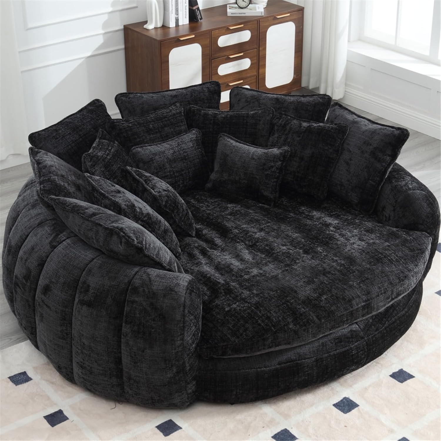 Amazon.com: Oversized Round Chaise Lounge Chair, 81.1in Extra Wide ...
