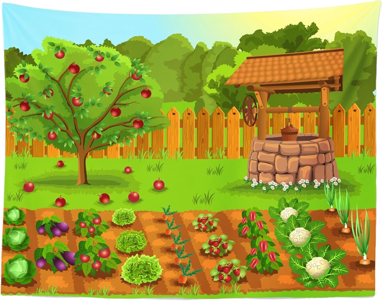 Amazon.com : BELECO 5x3ft Fabric Fruits and Vegetables Garden Backdrop ...