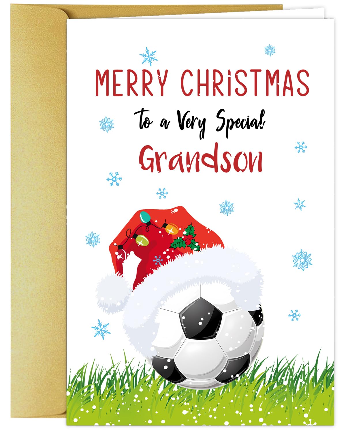 Amazon.com : Football Christmas Card for Grandson, Cute Christmas Card ...