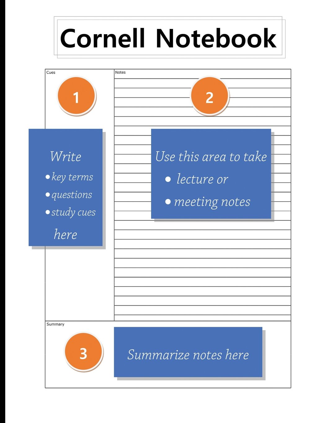 Cornell Notebook: 8.5" x 11", Student Notebook, For Note Taking, For ...