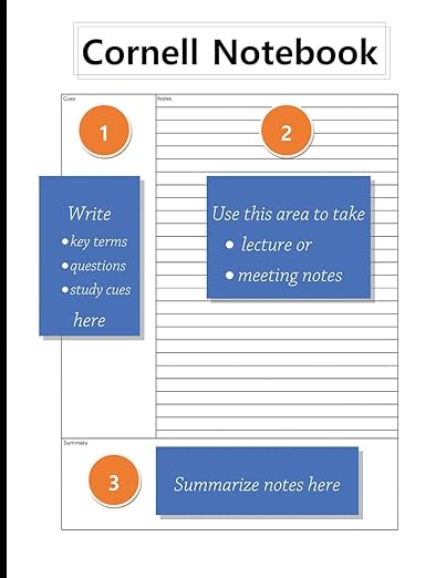 Cornell Notebook: 8.5" x 11", Student Notebook, For Note Taking, For ...