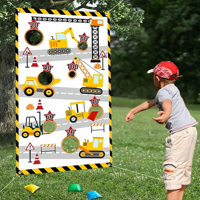 Amazon.com: Construction Truck Toss Game Banner with 4 Bean Bags ...