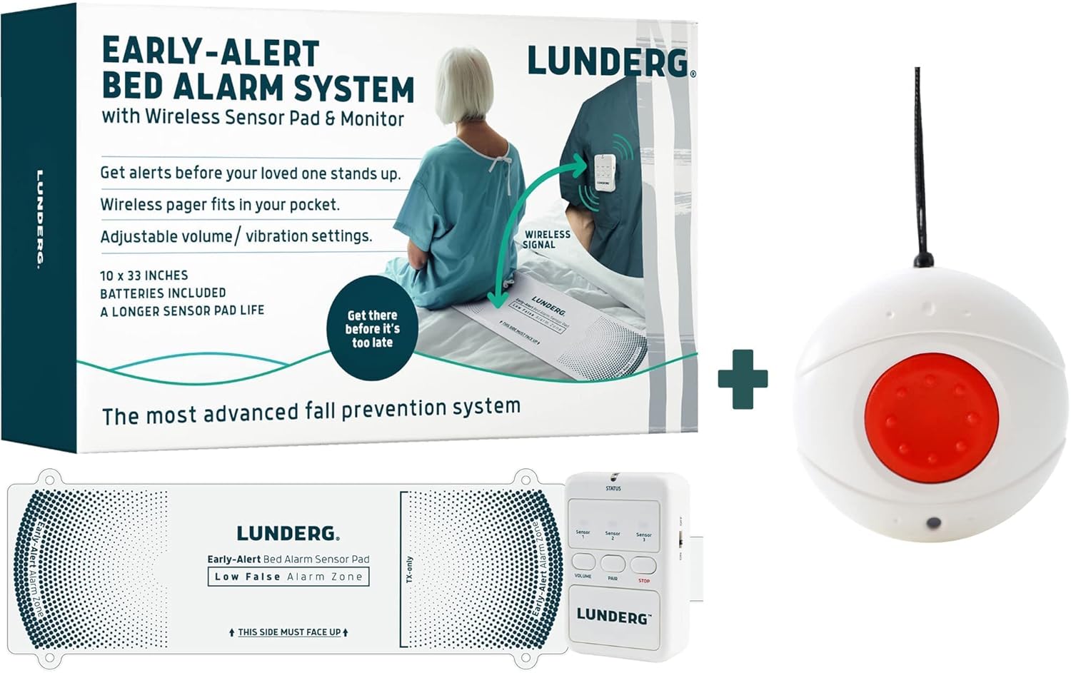 Amazon.com: Lunderg Early Alert Bed Alarm System with Call Button ...