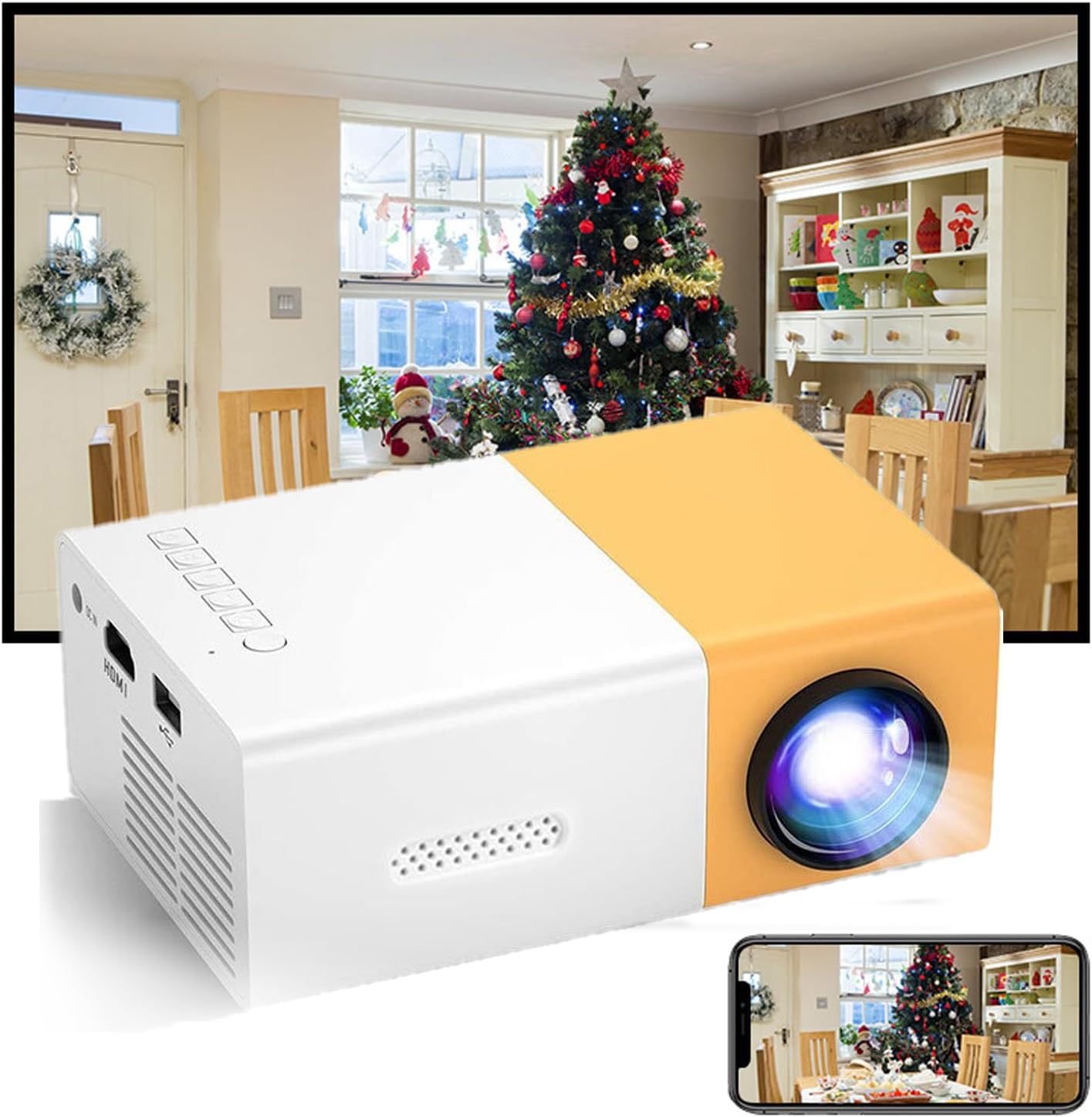 Portable Mini 1920x1080 Resolution Projector with Rich Interface, Small ...