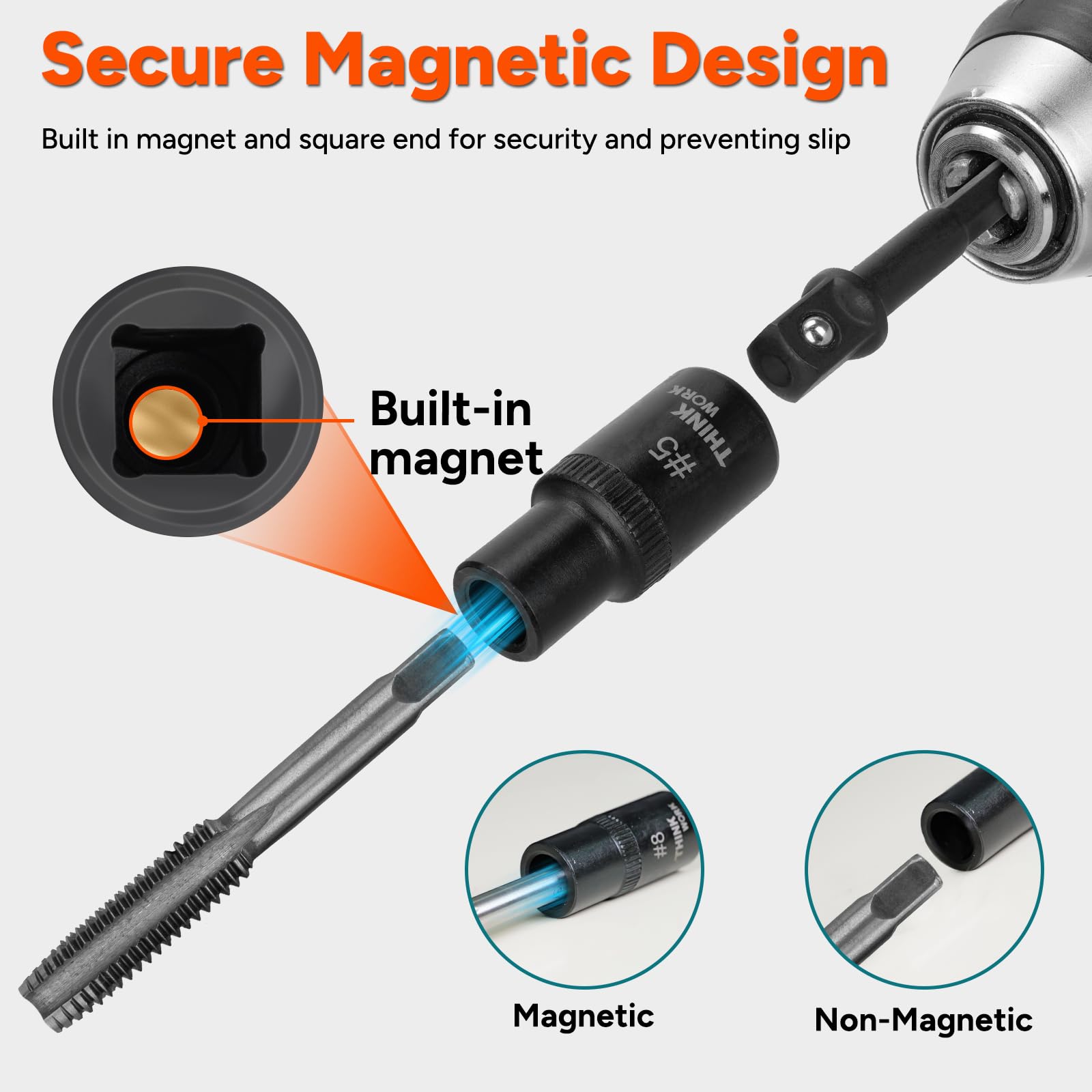 Snapklik.com : THINKWORK 12 Piece Magnetic Tap Socket Set