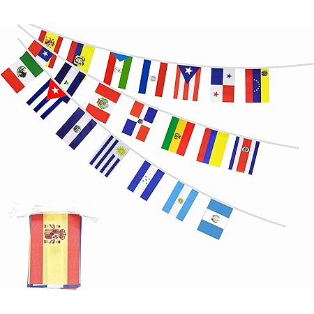 Amazon.com: XCFH Spanish Speaking 21 Countries Flags Banner String ...