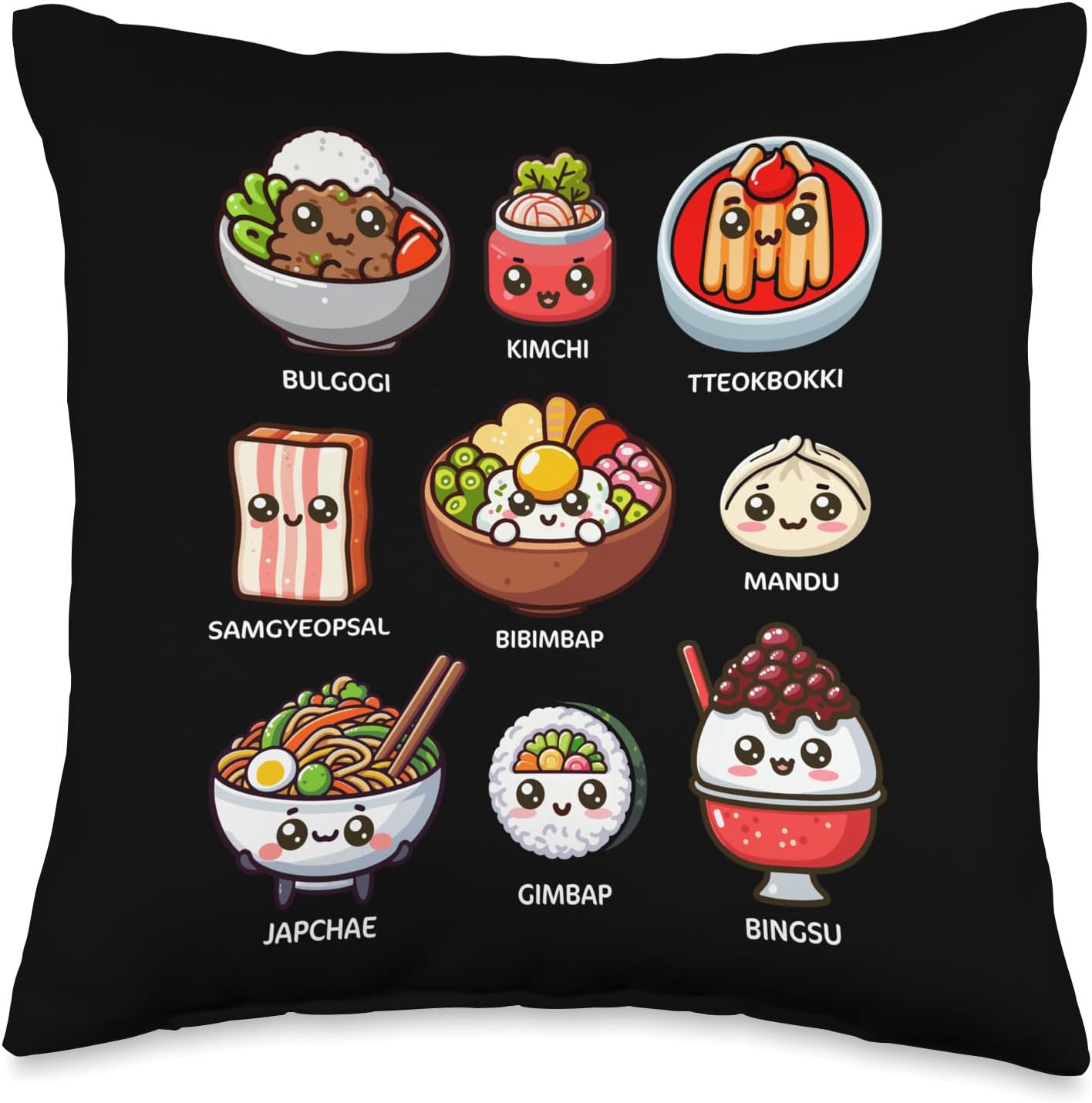 Amazon.com: Cute Korean Food Bulgogi Bibimbap Korea Lover Kawaii Throw ...