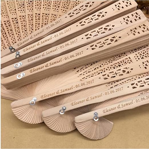 Amazon.com: Ler Personalized Engraved Wood Folding Hand Fan,Custom ...