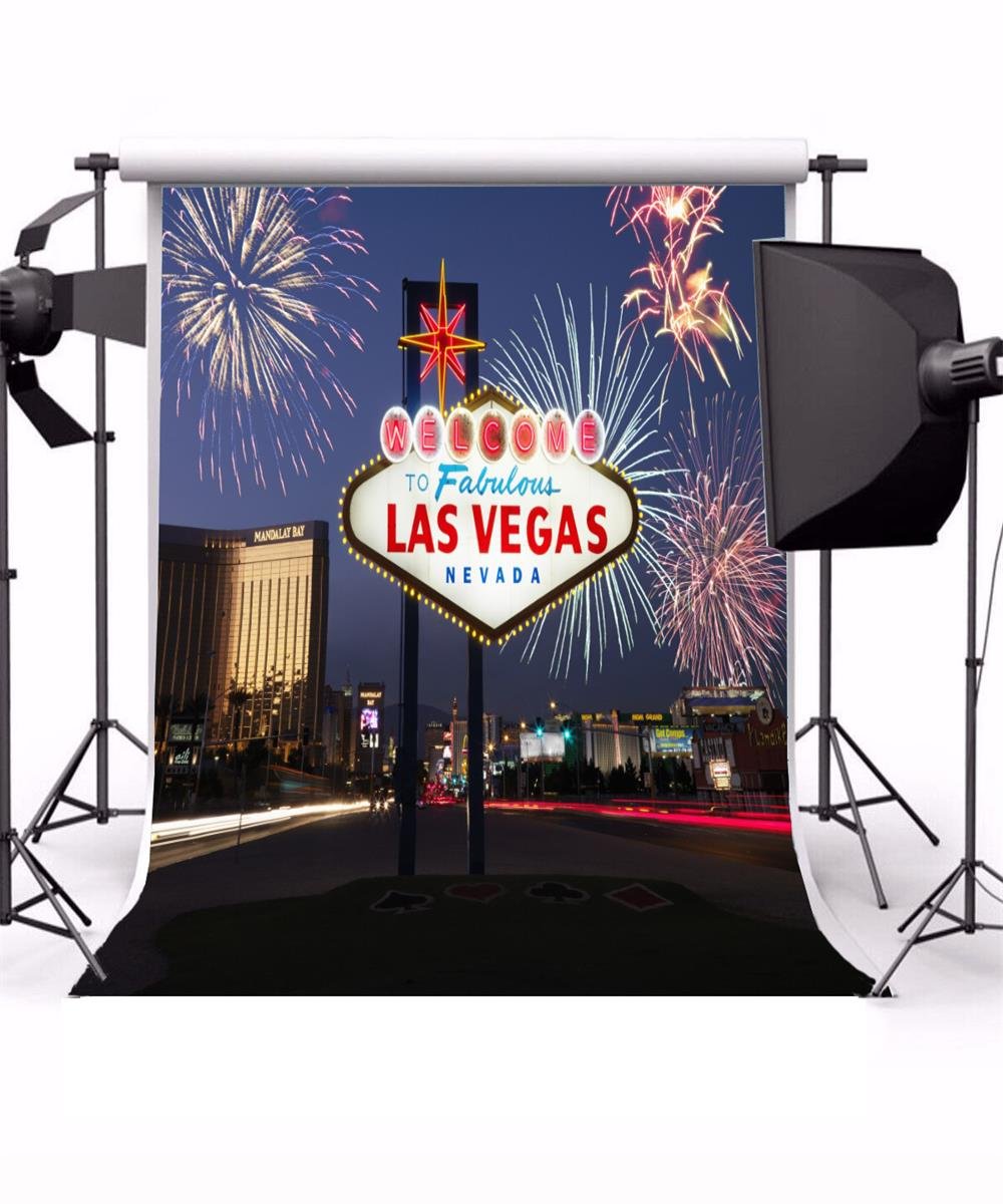 Amazon.com : Laeacco 3x5ft Las Vegas Night Backdrop Welcome to Las ...