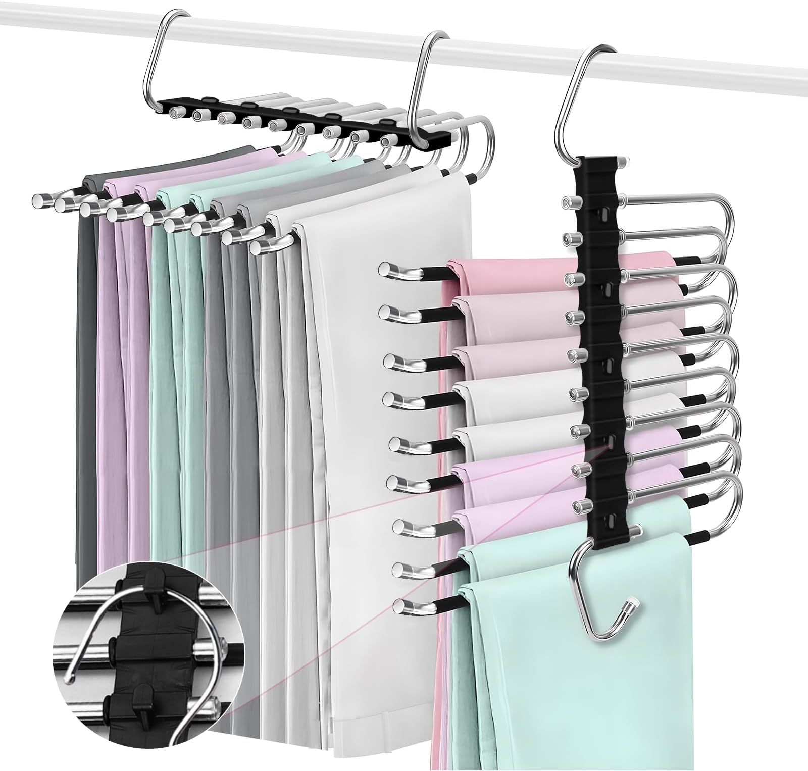 Cintre Pantalon Multiple, Lot de 2 Cintre Gain de Place, Multi Cintre ...
