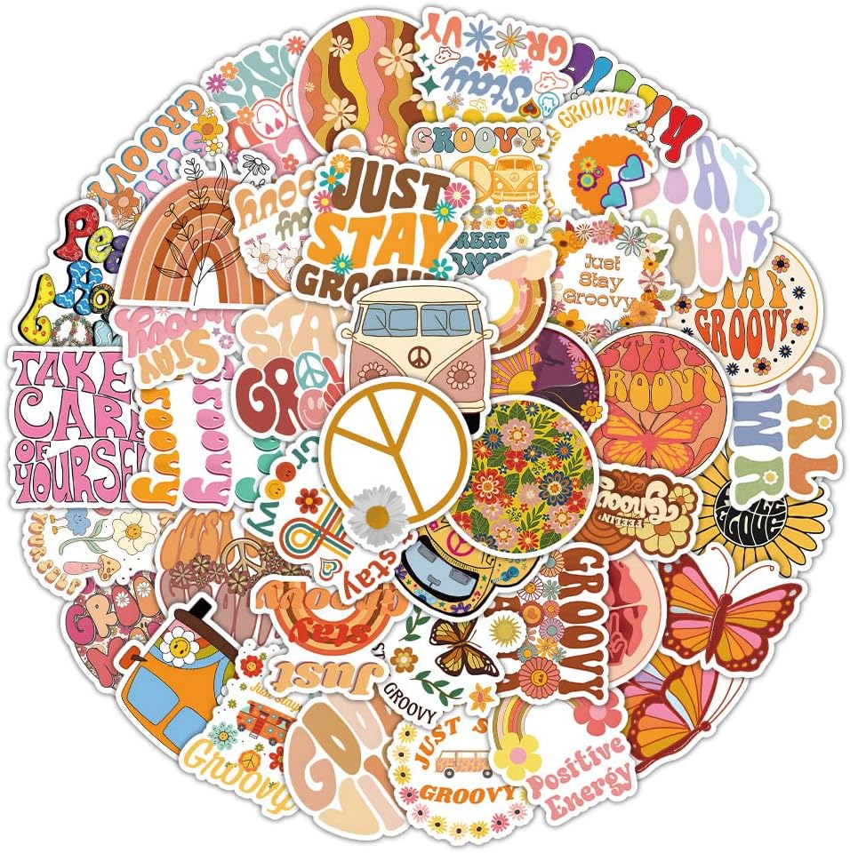 Amazon.com: Hippie Stickers for Kids, 326Pcs Rainbow Daisy Peace Retro ...
