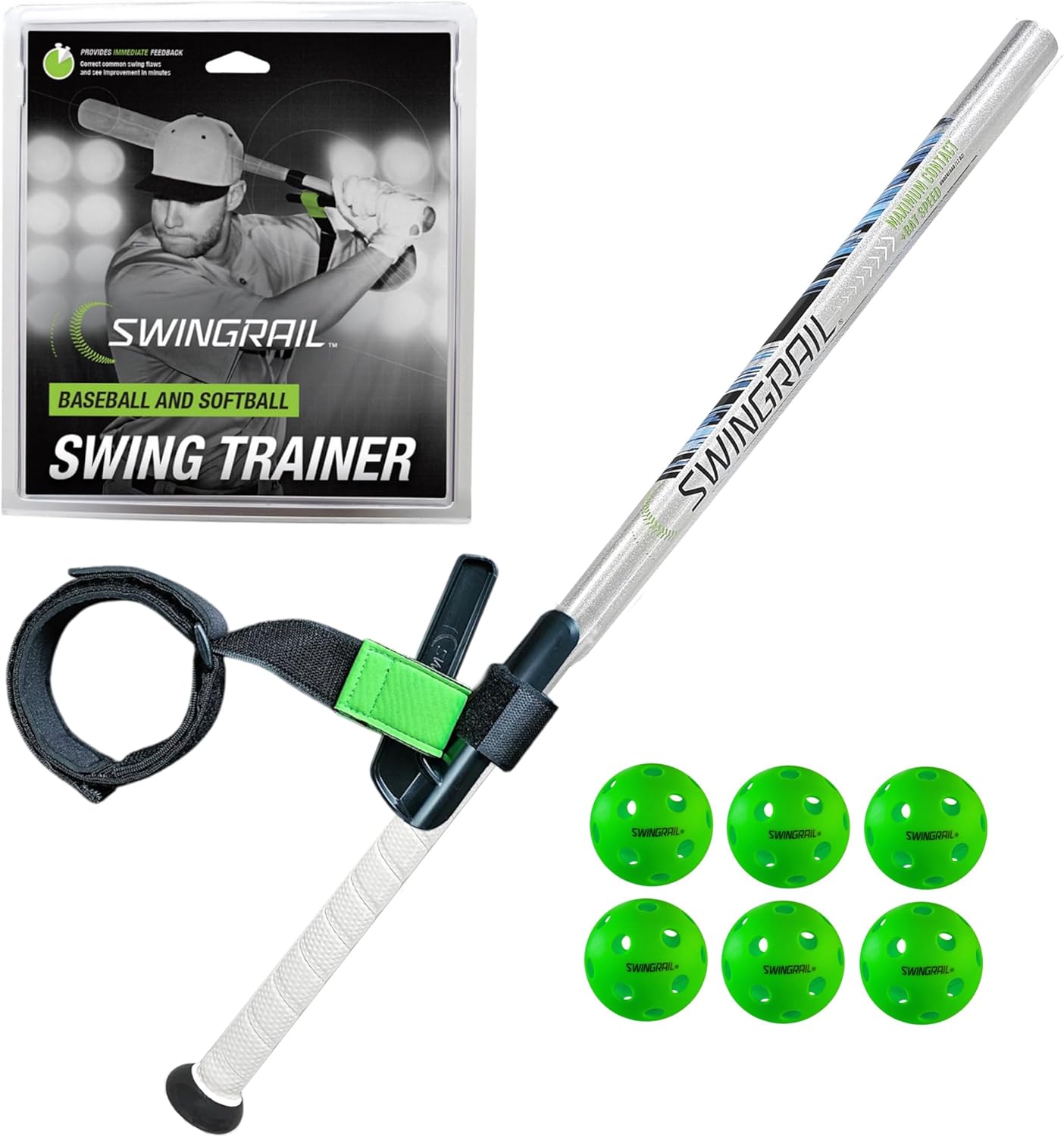 Amazon.com: SWINGRAIL Baseball/Softball Swing Trainer - 3 Products in 1 ...