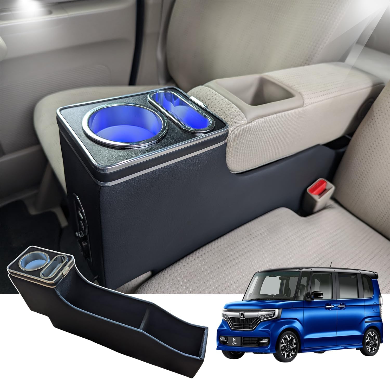 Amazon | クラフトワークス 新型 N-BOX N-BOXカスタム JF5 JF6 専用 コンソールボックス LED ABS 樹脂 簡単 ...