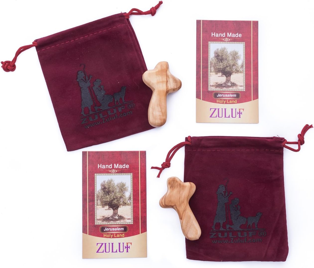 Amazon.com: Zuluf Wooden Crosses | Two Small Olive Wood Holding Comfort ...