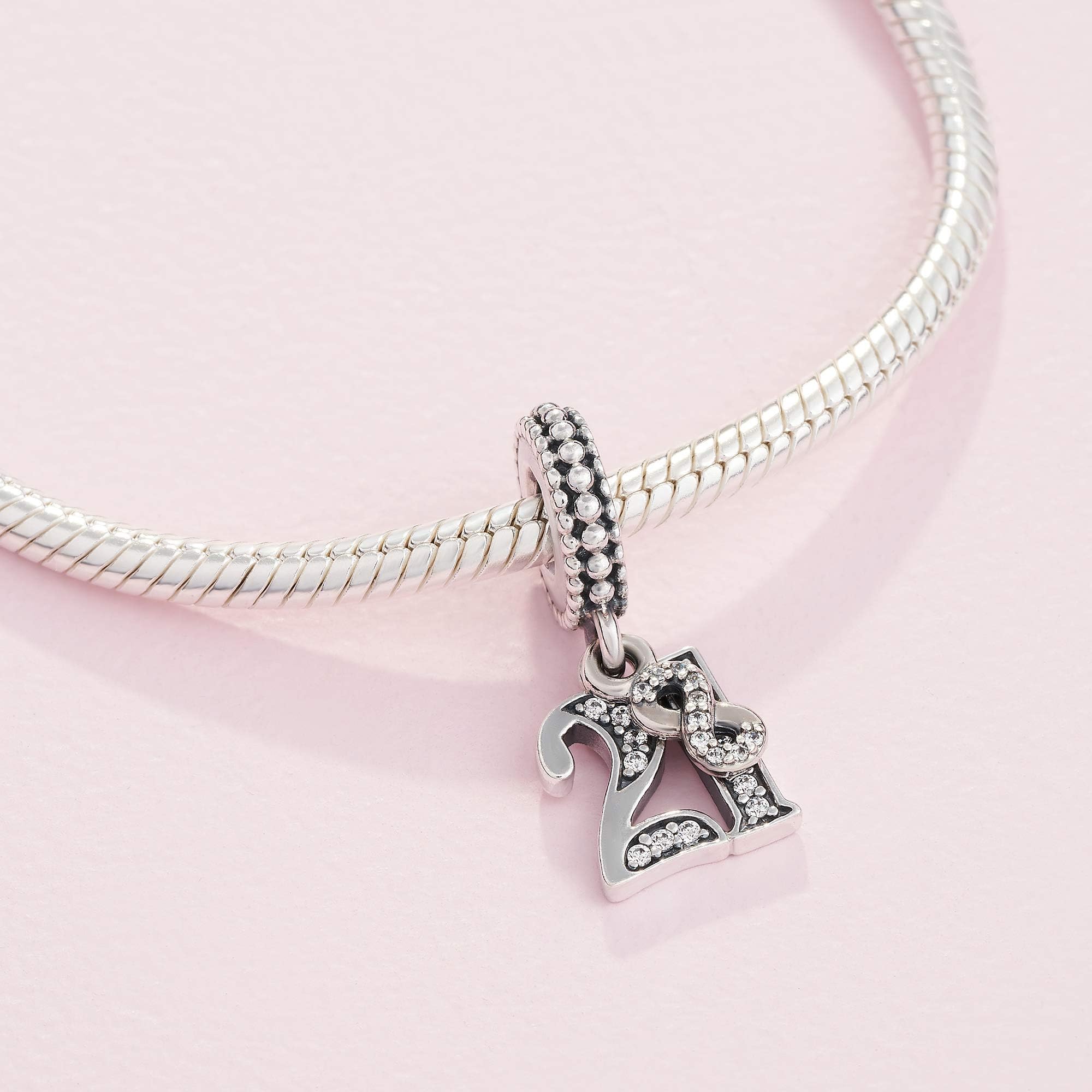 PANDORA 21st Celebration Dangle Charm - Compatible with PANDORA Moments ...