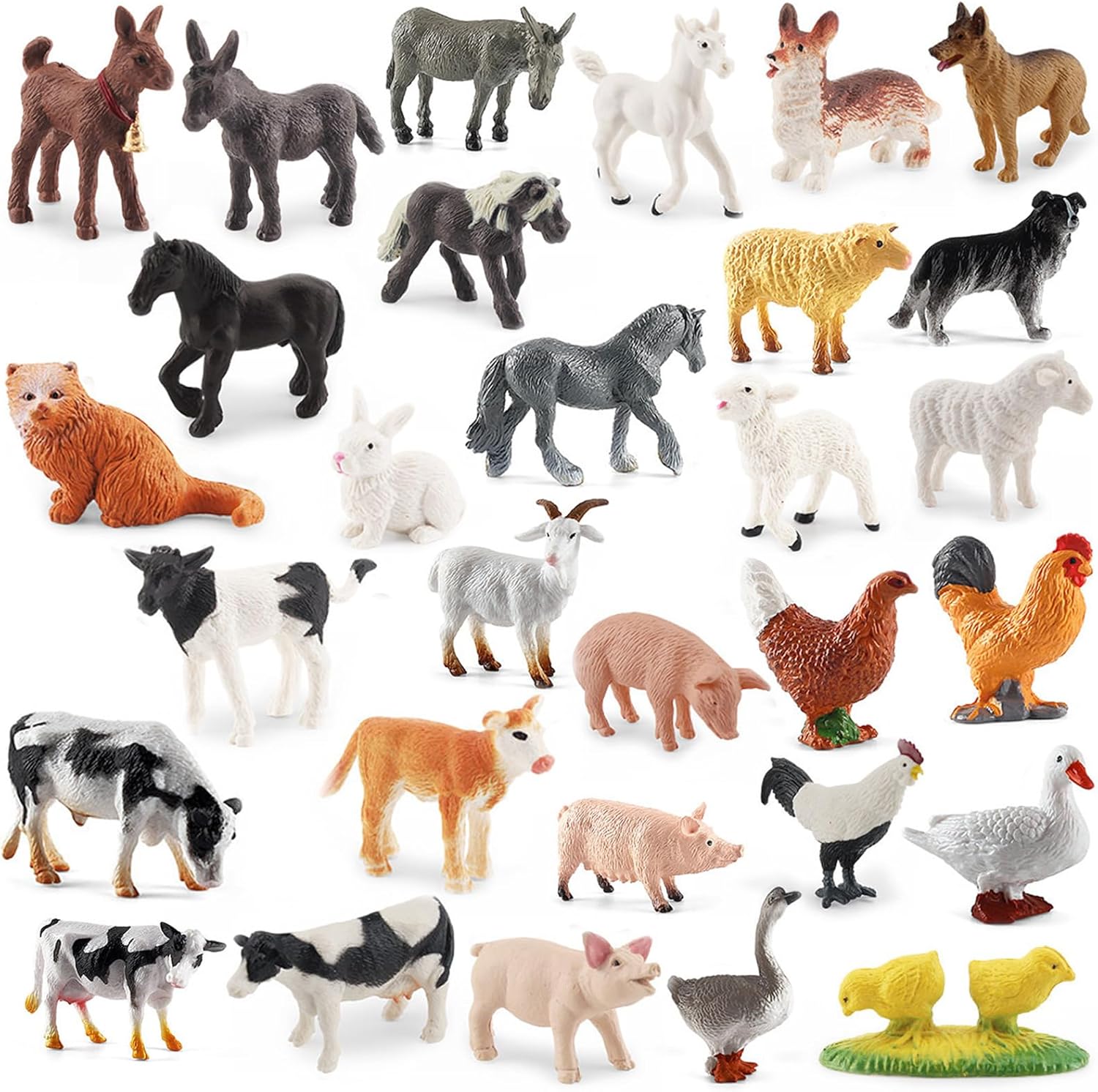 Amazon.com: ONEST 30 Pieces Mini Farm Animal Figurines Playset Hand ...