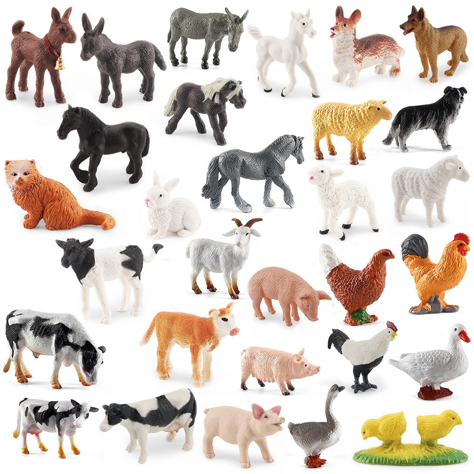 Amazon.com: ONEST 30 Pieces Mini Farm Animal Figurines Playset Hand ...