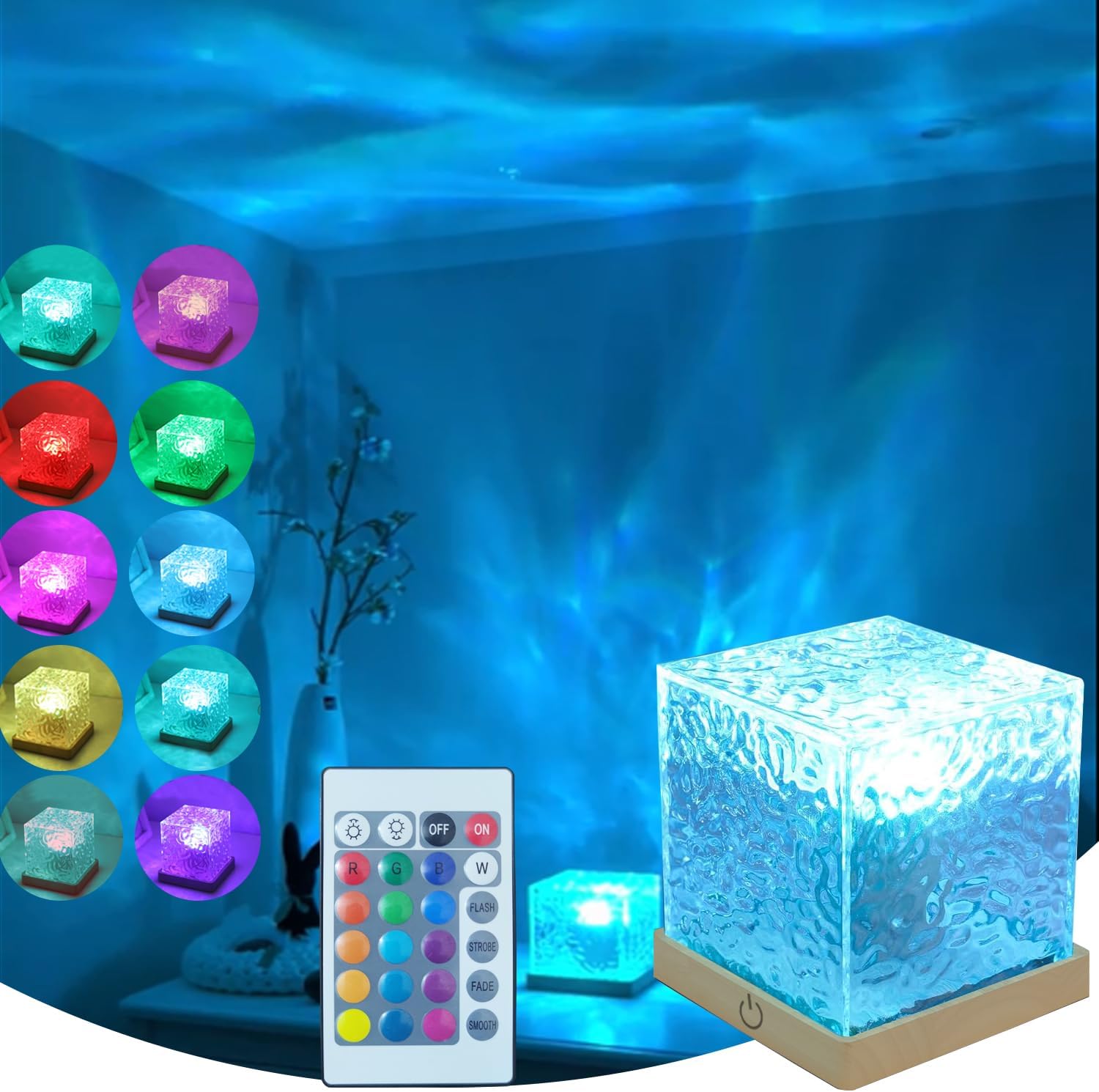 StarLight Ocean Wave Projector with 7 Colors Night Light Built-in Mini ...
