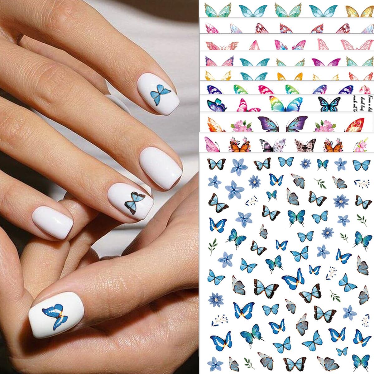 Amazon.com: 10 Sheets Butterfly Nail Stickers for Women, Flower Leaves ...