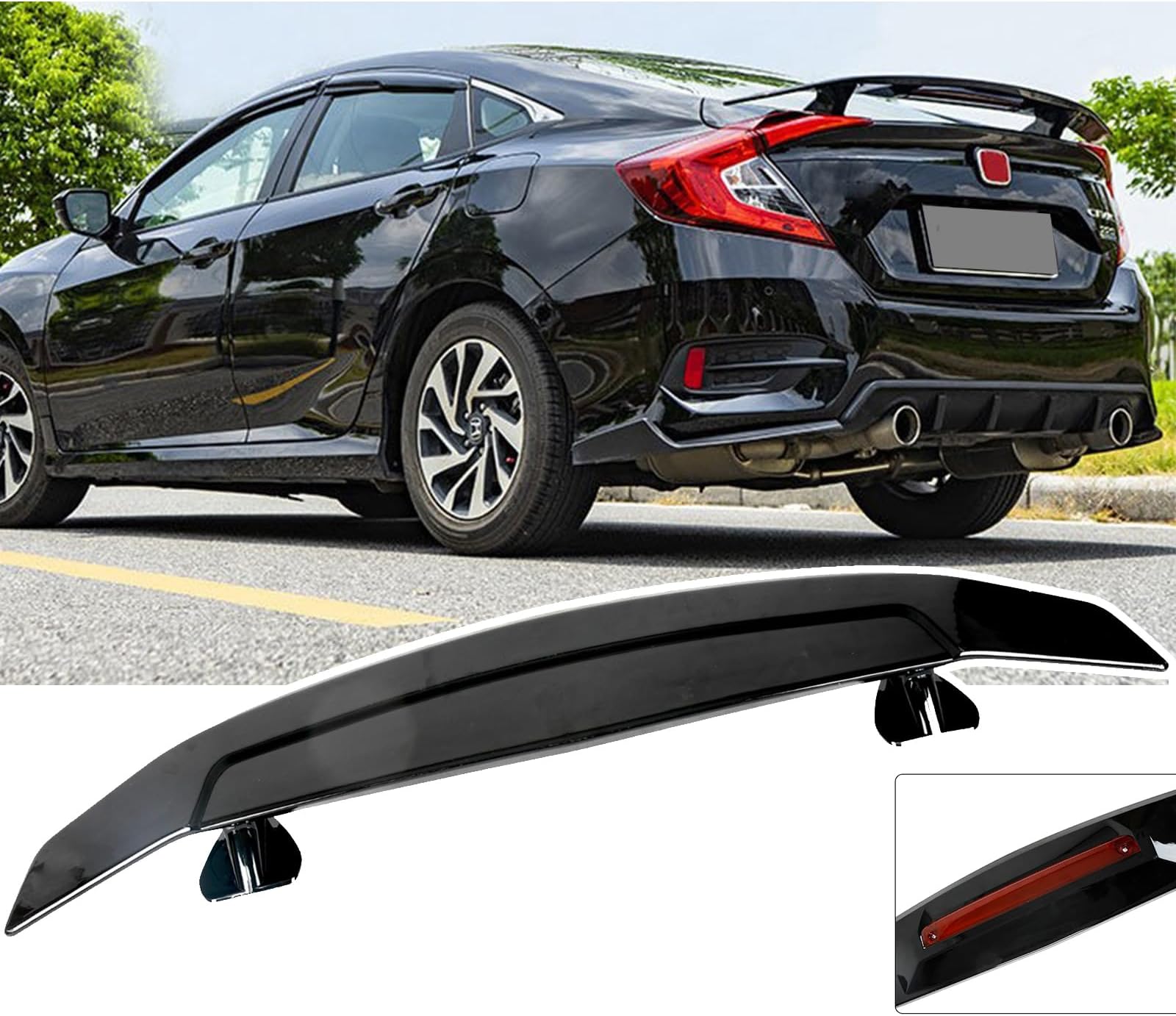Amazon.com: ANTUKO 2 Pedestal 52 Inch Universal Fit Trunk Spoiler Wing ...
