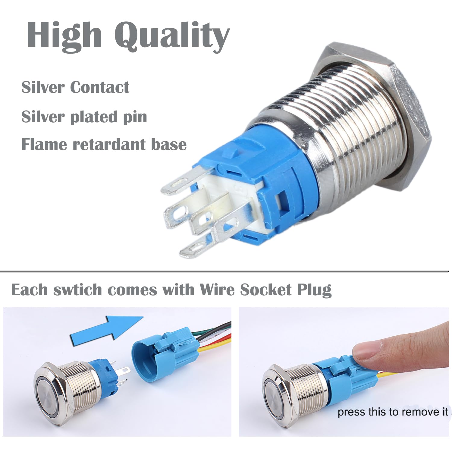 Snapklik.com : DMWD 2PCS 16MM Latching Push Button Switch Waterproof ...