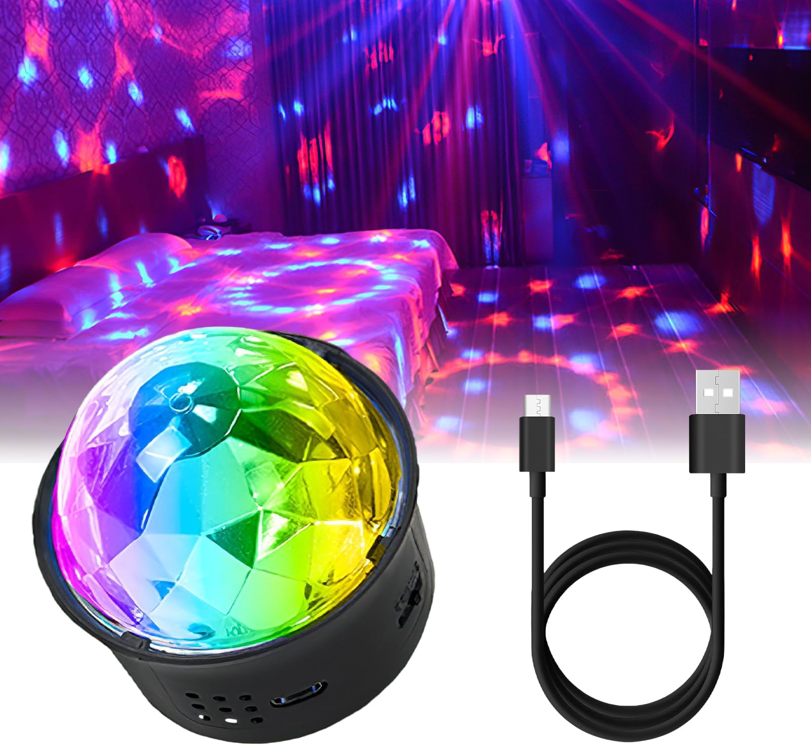 Disco Lights for Parties, Crystal Starball Disco Light, Sound Activated Mini Disco Ball Light ...