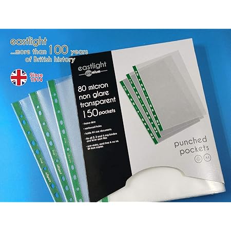 Eastlight Punched Pockets A4 Plus Glass Clear Extra Strong [ Box 150 ...