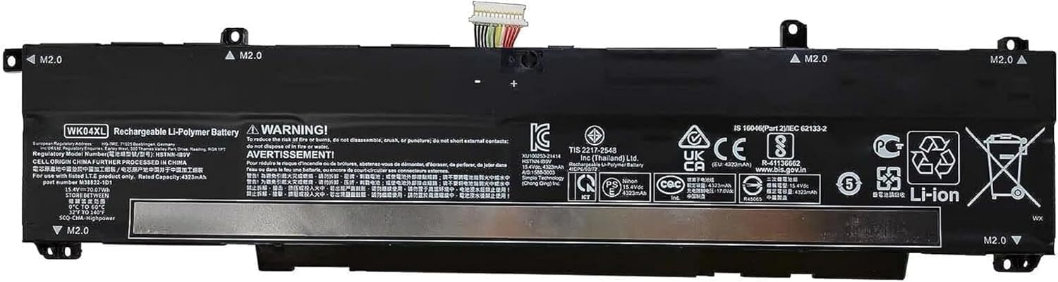 15.4V 70.07Wh 4323mAh WK04XL Battery Compatible for HP Victus 16-e 16-d ...