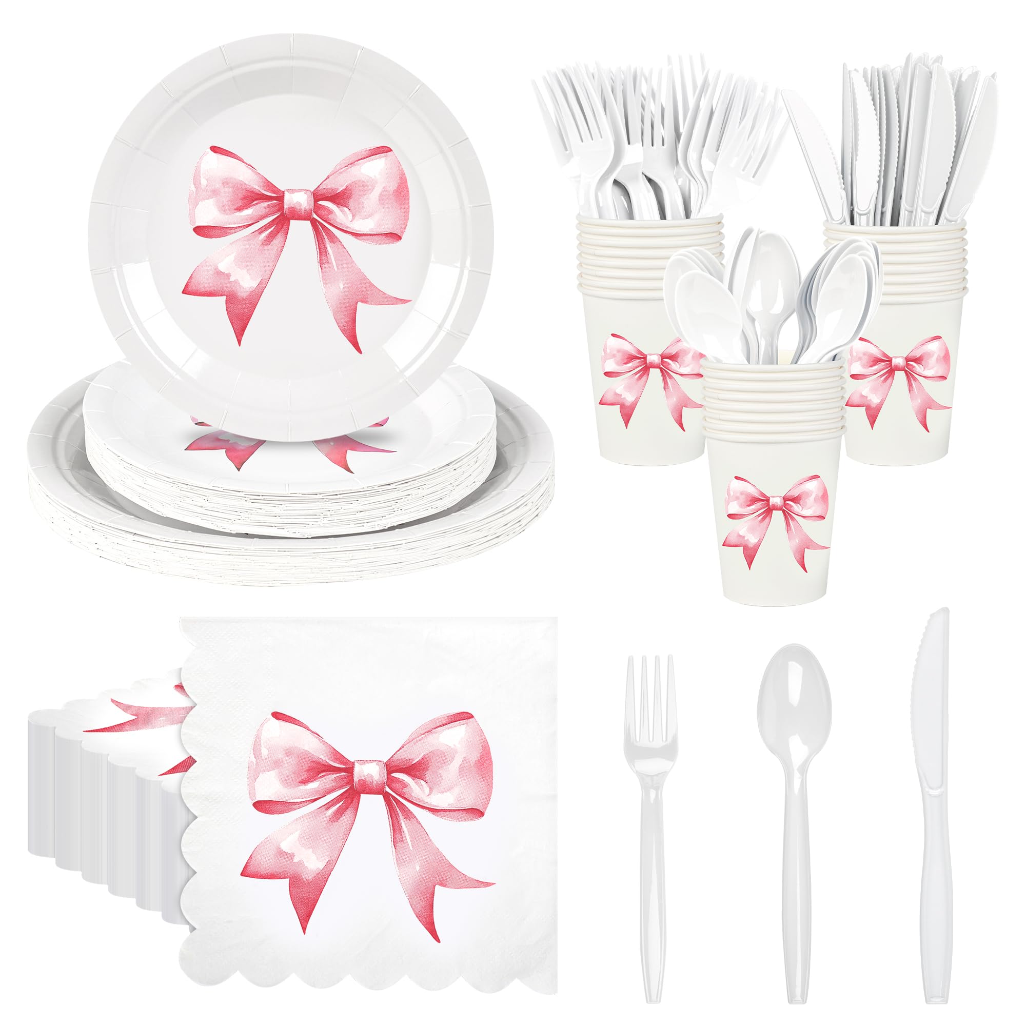 Amazon.com: 175pcs Pink Bow Party Supplies, Conquette Cute Supplies ...