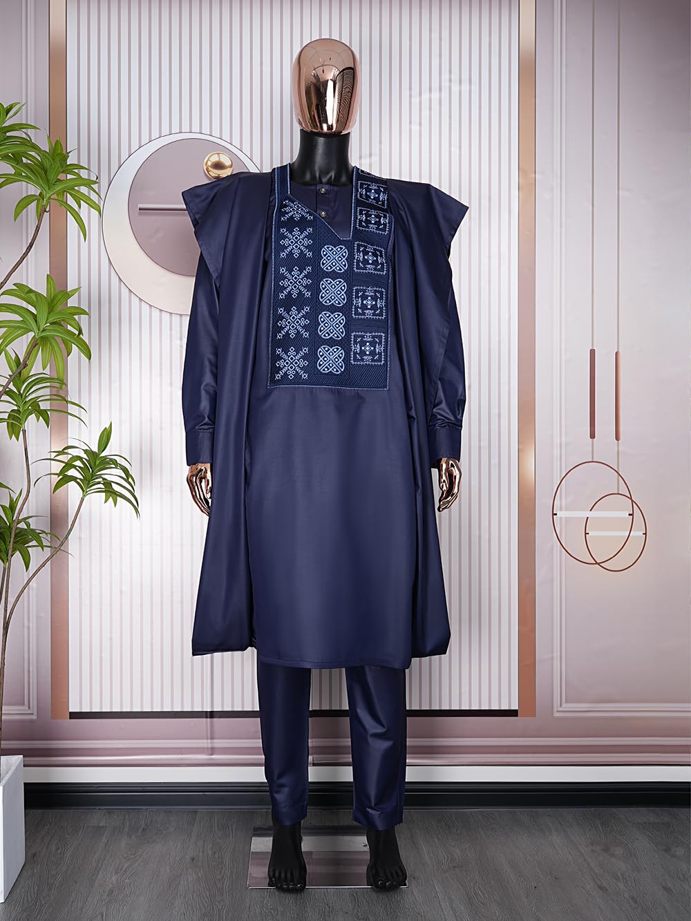 Snapklik.com : Navyblue Agbada For Men African Traditional Clothing Set ...