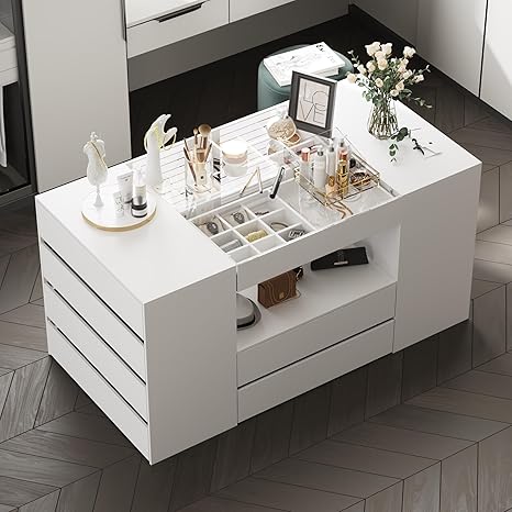 Amazon.com: Homsee Armoire Bedroom Island with Glass Tabletop & Display ...