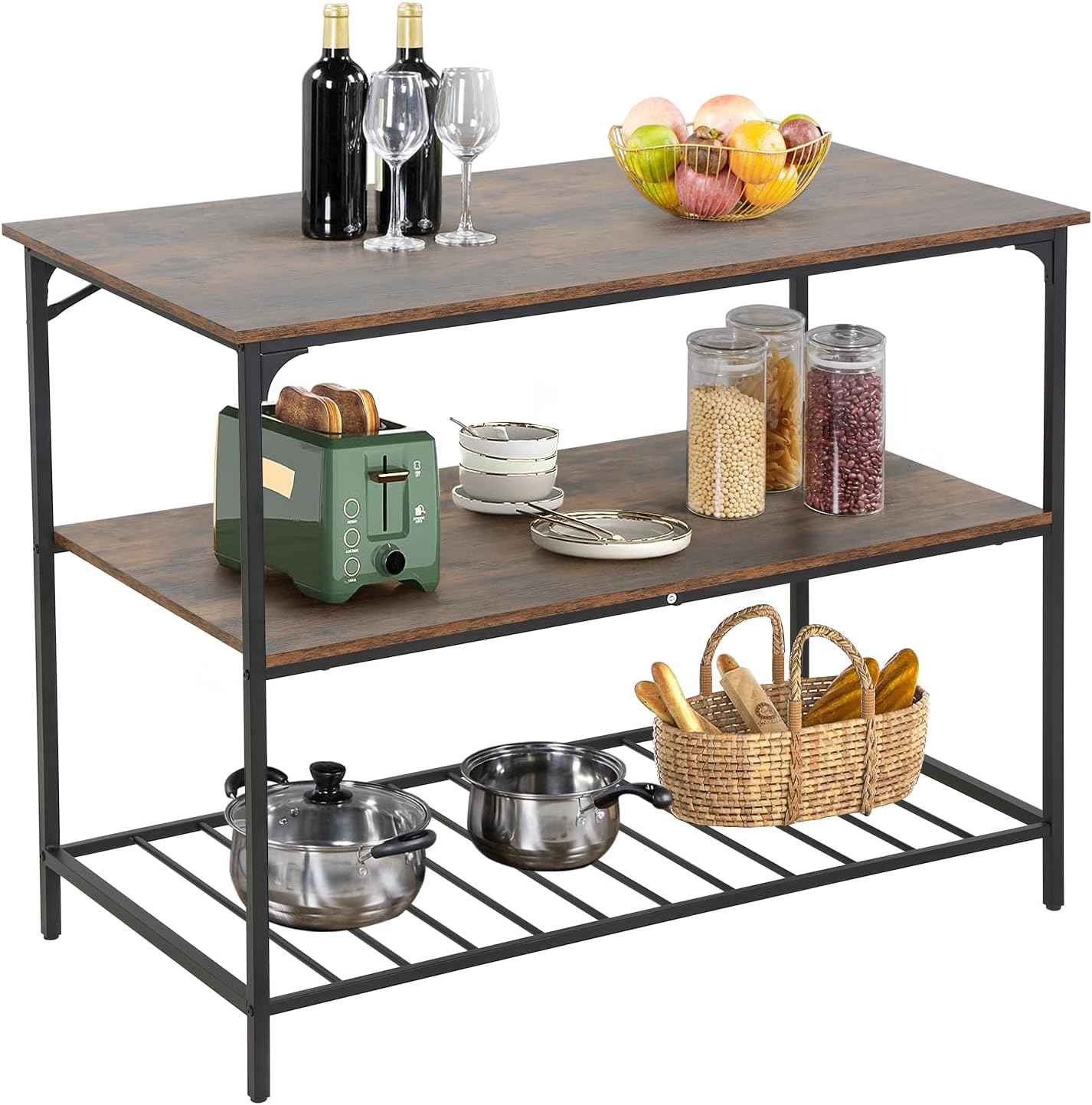 Amazon.com: PayLessHere 3 Tier Kitchen Island Kitchen Storage Kitchen ...