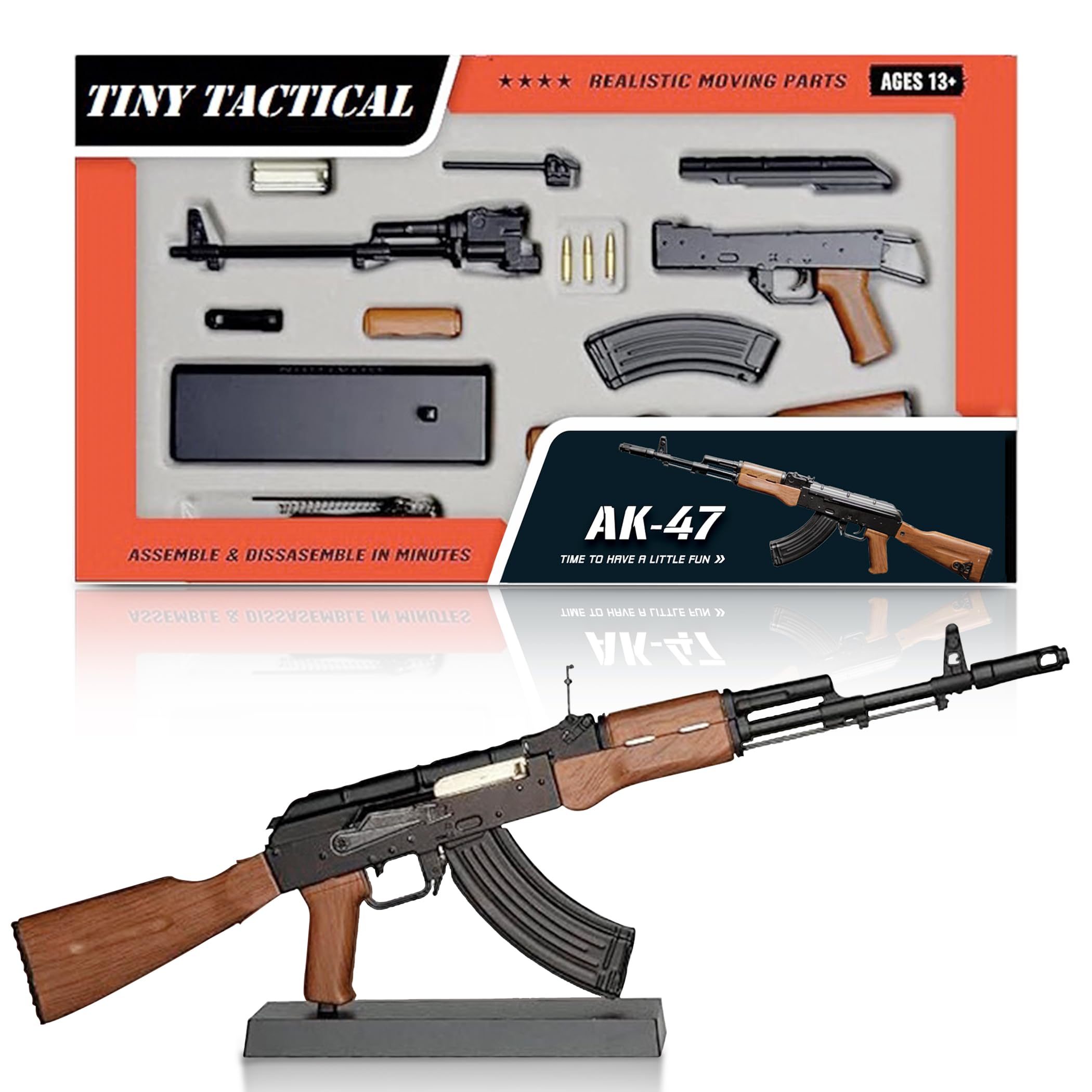 Buy Miniature AK 47 Model Black | 1:3 Scale Diecast Metal Build Kit ...