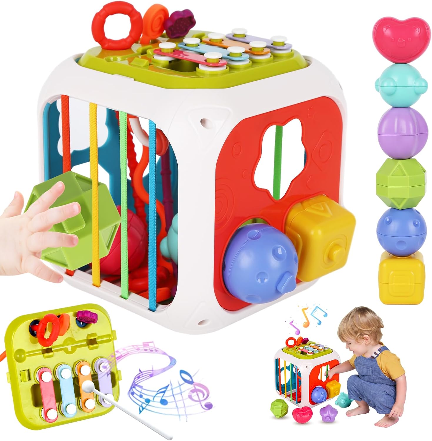 Baby Activity Cube Toys, 7 in 1 Multifunction Toddler Learning Toy ...