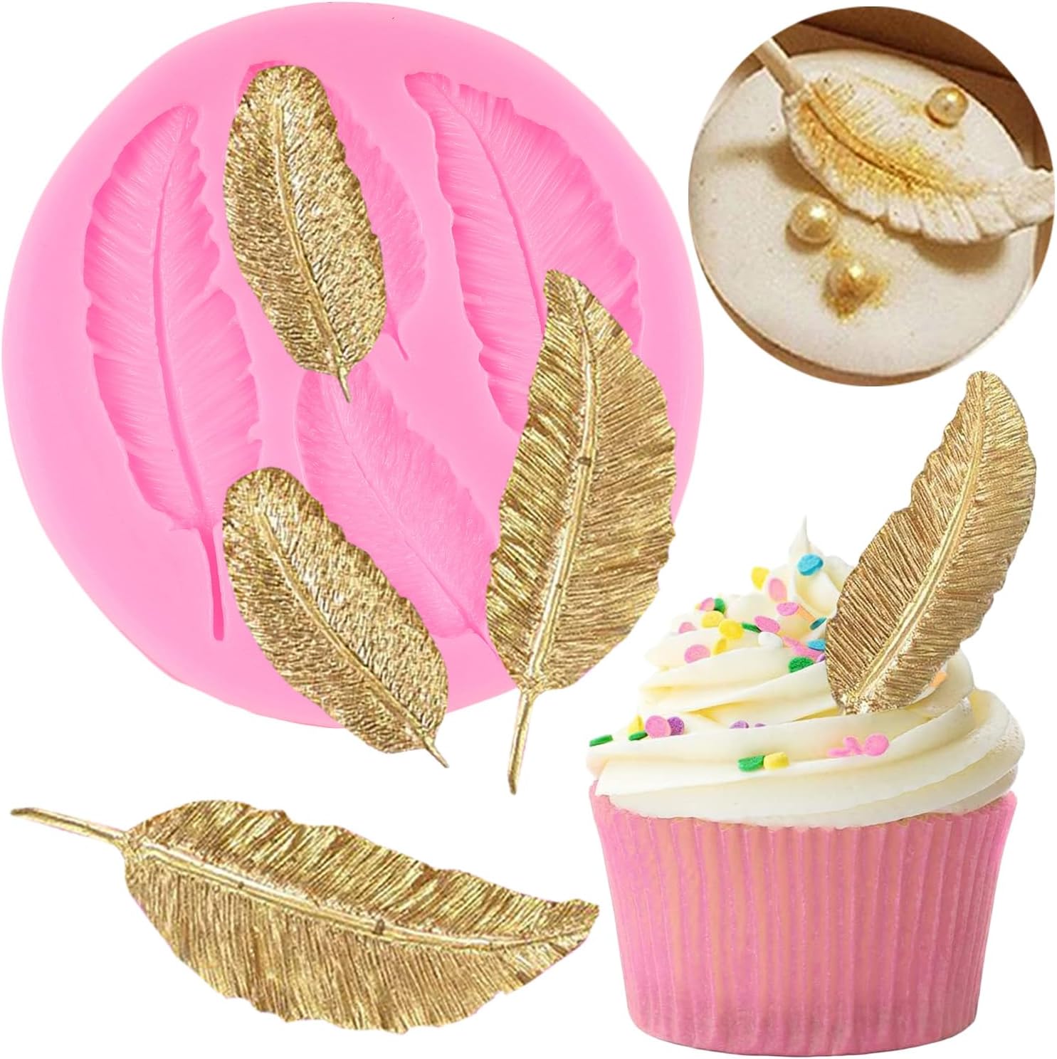 Amazon.com: QDMOLDS Feather Candy Molds Feather Silicone Fondant Mold ...