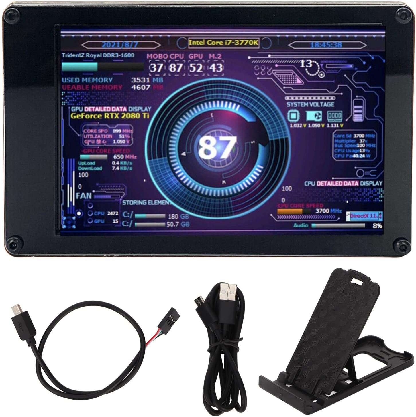 VBESTLIFE Computer-Temperaturmonitor, 3,5-Zoll-IPS-USB-Bildschirm, DIY ...