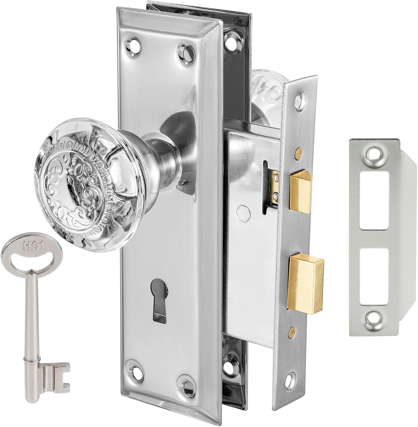 ToPToToo Mortise Lock Set Interior Door, Crystal Glass Door knobs ...