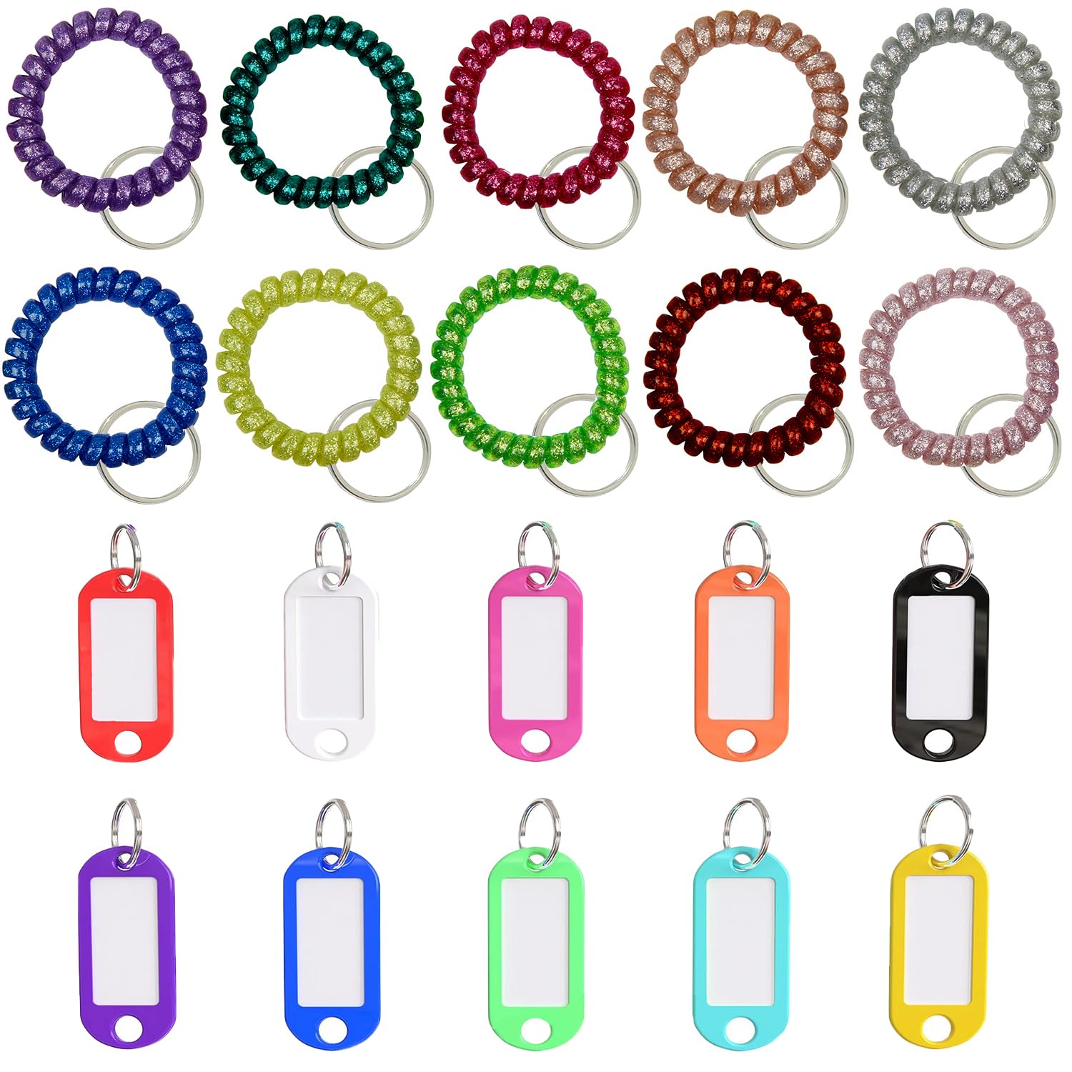 Amazon.com: Muluo 10 Pcs Colorful Wrist Spring Spiral Coil Keychains 10 ...