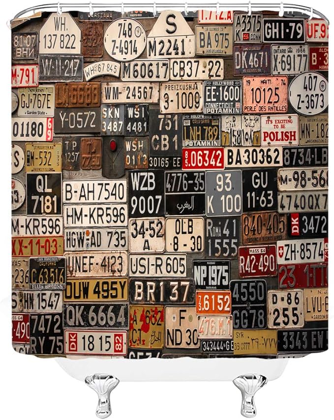 Amazon.com: jingjiji Car Old License Plates Shower Curtain American ...