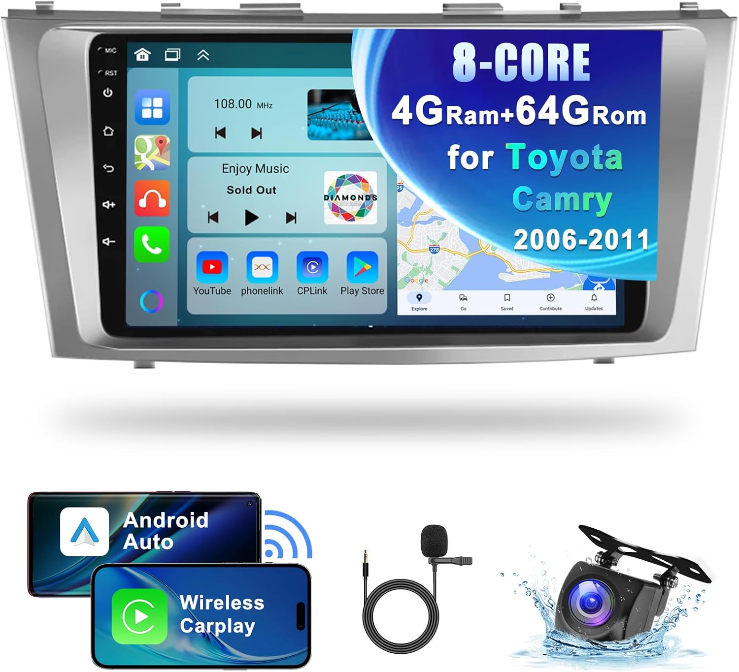 Amazon.com: [8Core 4G+64G] for Toyota Camry 2006 2007 2008 2009 2010 2011 Android Car Stereo ...